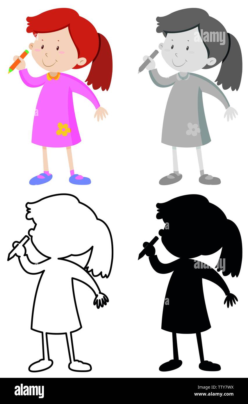 Set of cute girl illustration Stock Vector Image & Art - Alamy