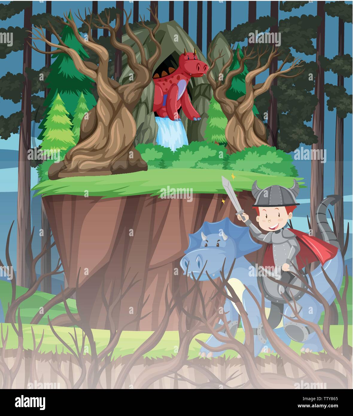 Dragon in the forest illustration Stock Vector Image & Art - Alamy