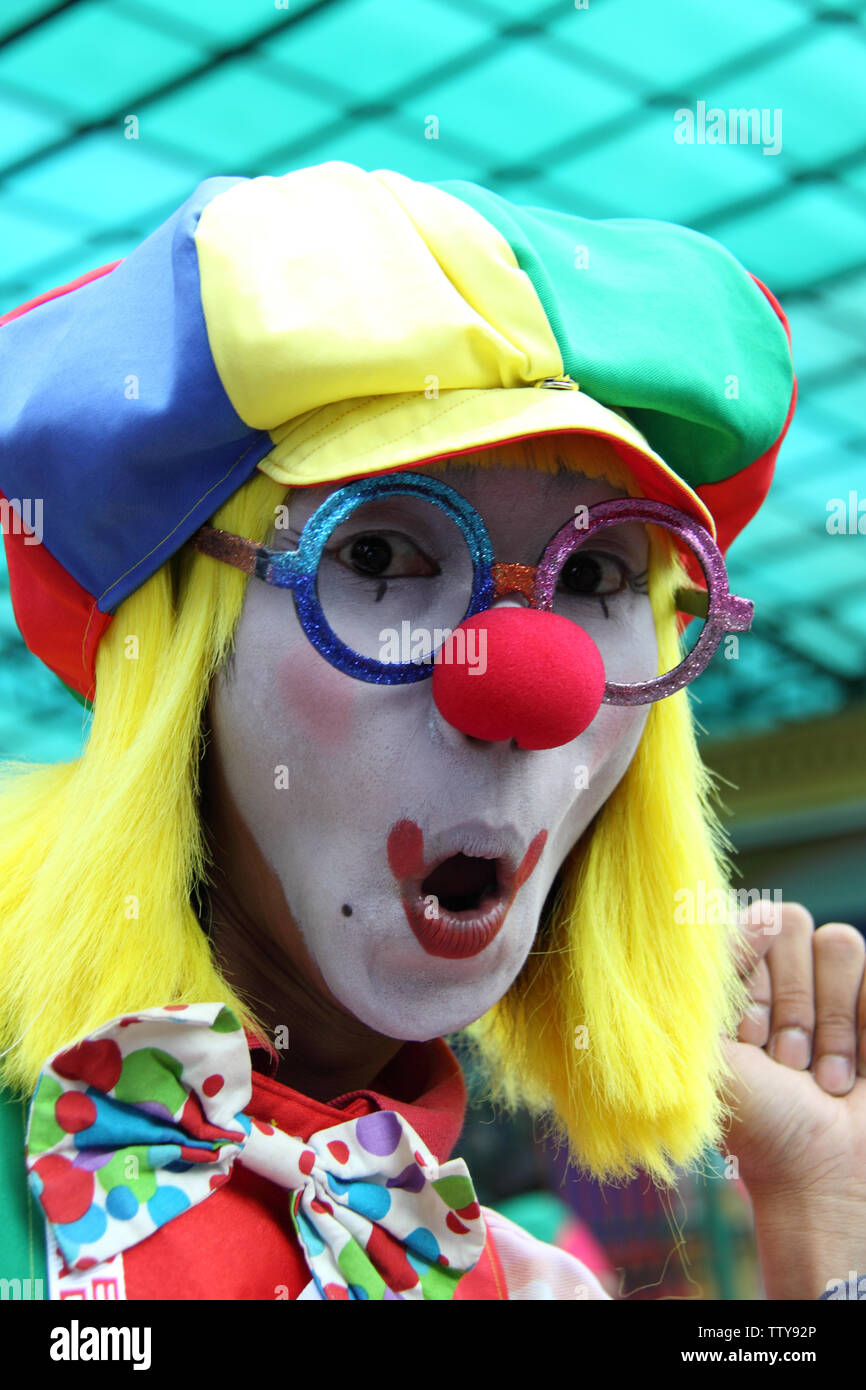 Close up of a clown in an amusement park, Genting Highlands, Malaysia ...
