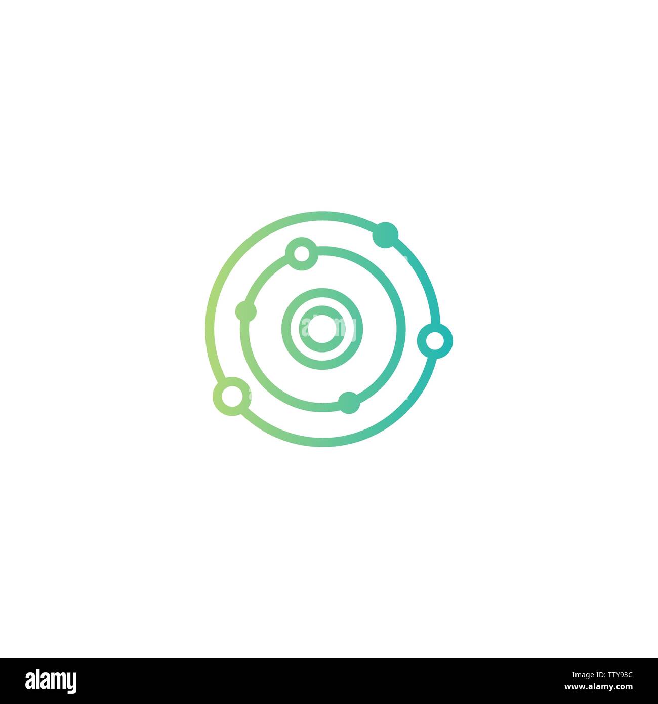 Solar system. Cosmos, universe, space sign. Hub network connection line ...