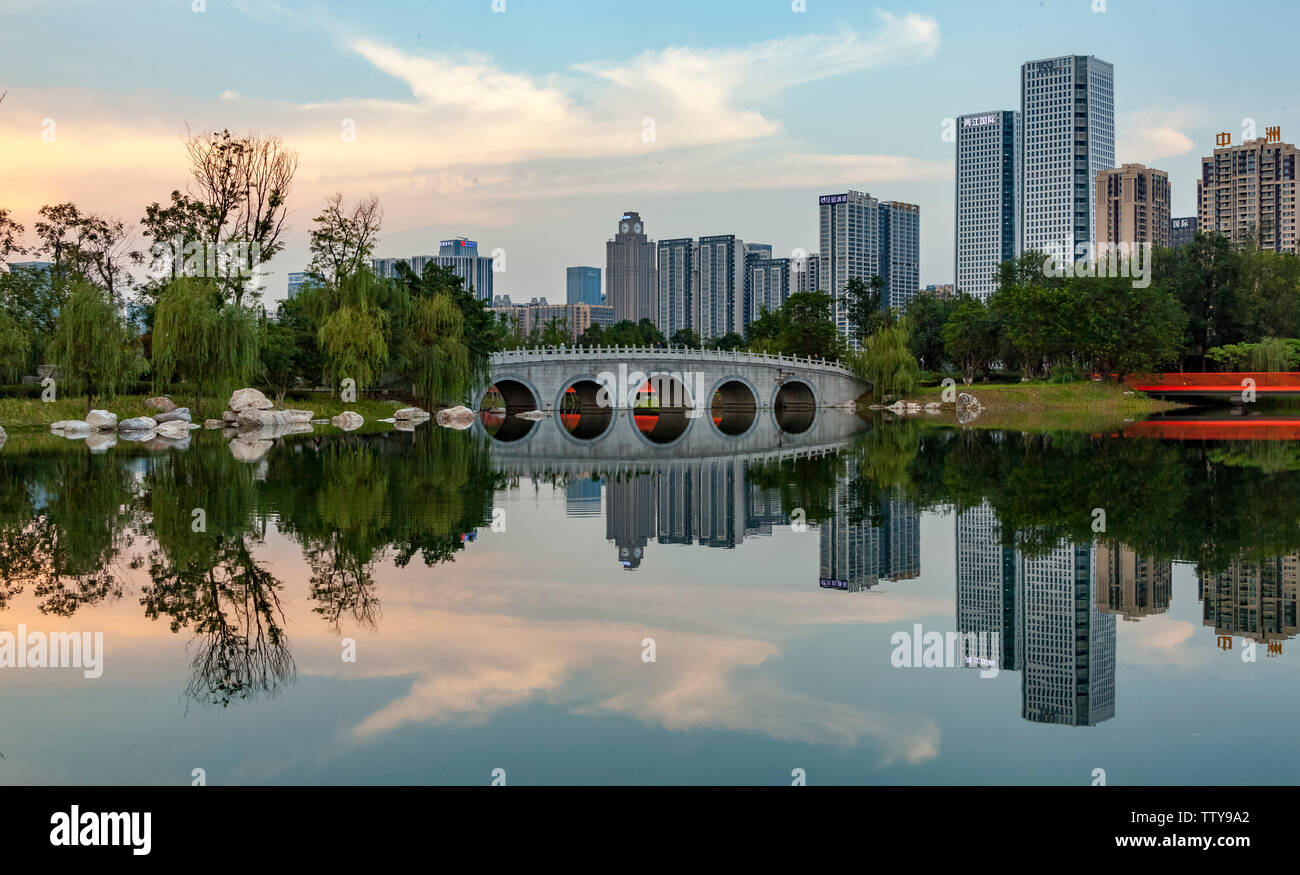 Arch Bridge of Jincheng Lake Stock Photo - Alamy