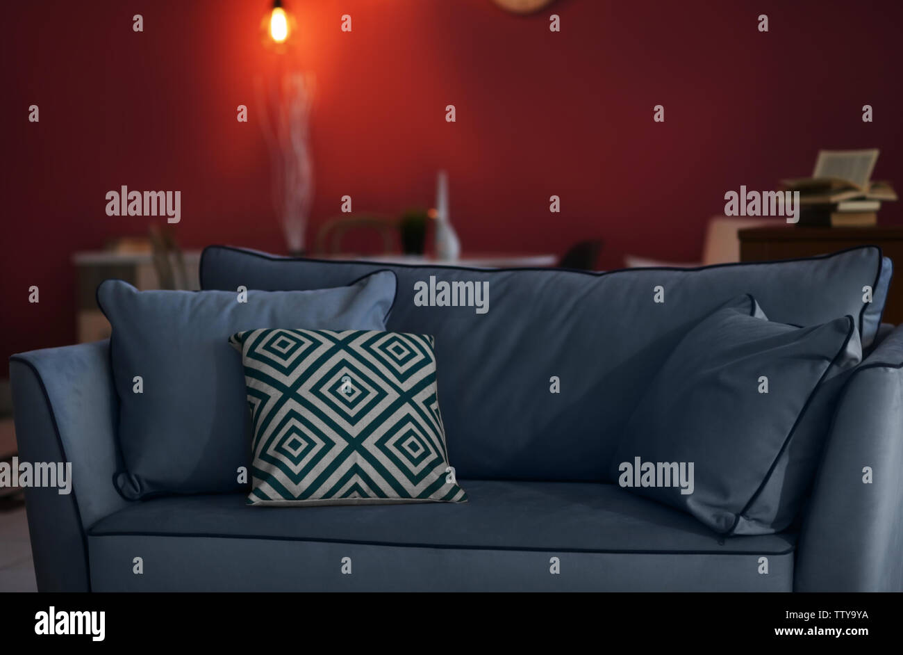 New cozy couch in modern room interior Stock Photo - Alamy