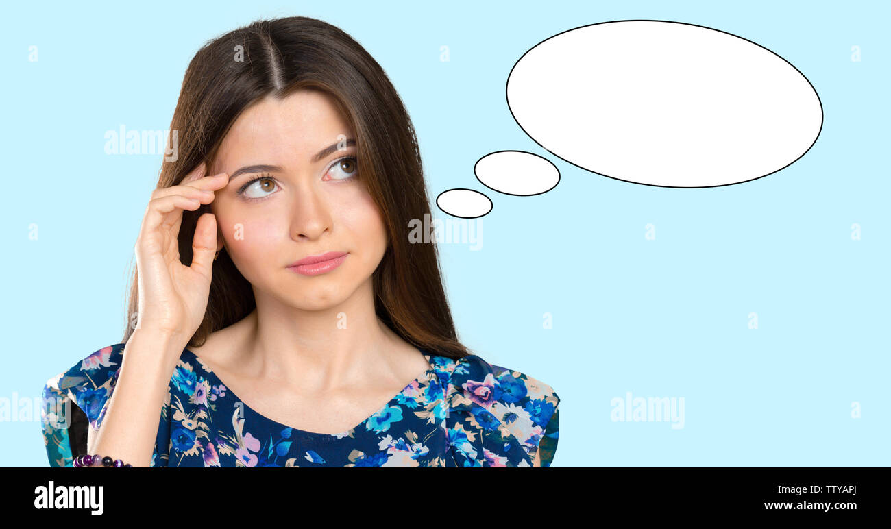 Portrait of thinking and sad woman Stock Photo - Alamy