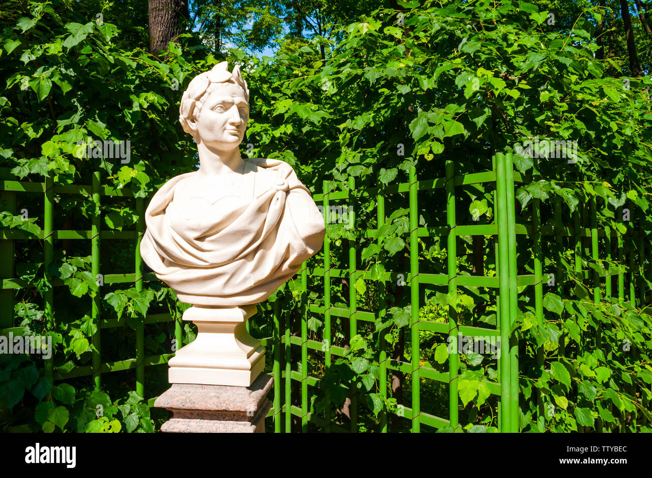 St Petersburg, Russia - June 6, 2019. The sculpture of Julius Caesar ...