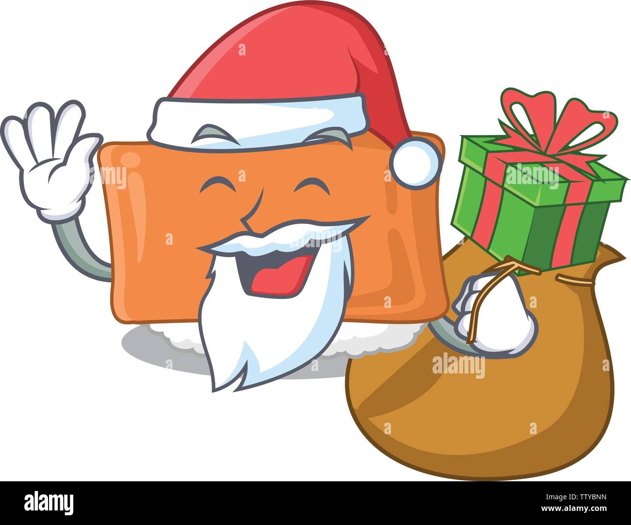 Santa with gift inari sushi isolated with the mascot Stock Vector Image ...