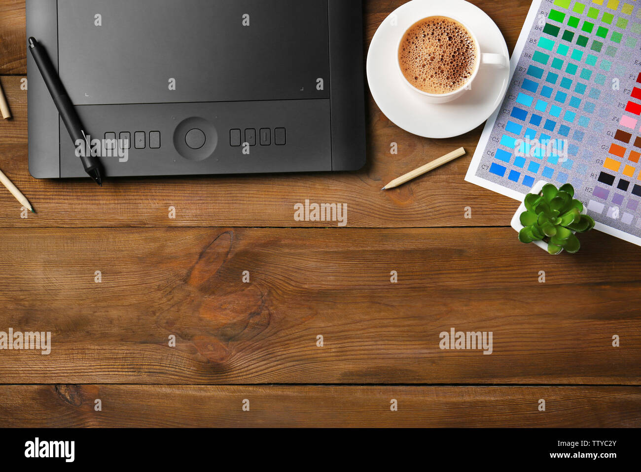 Designer workplace, top view Stock Photo - Alamy