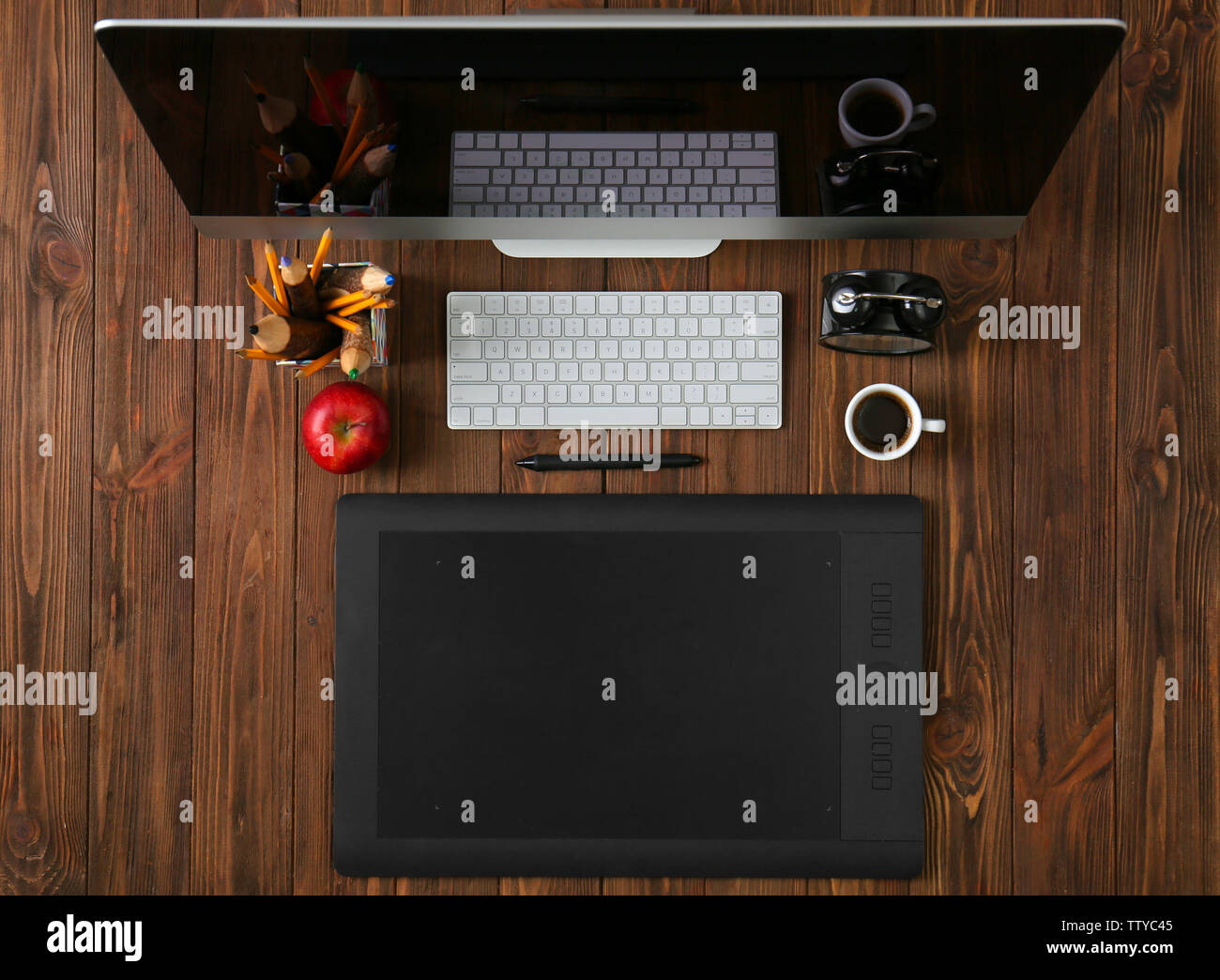 Designer workplace, top view Stock Photo - Alamy