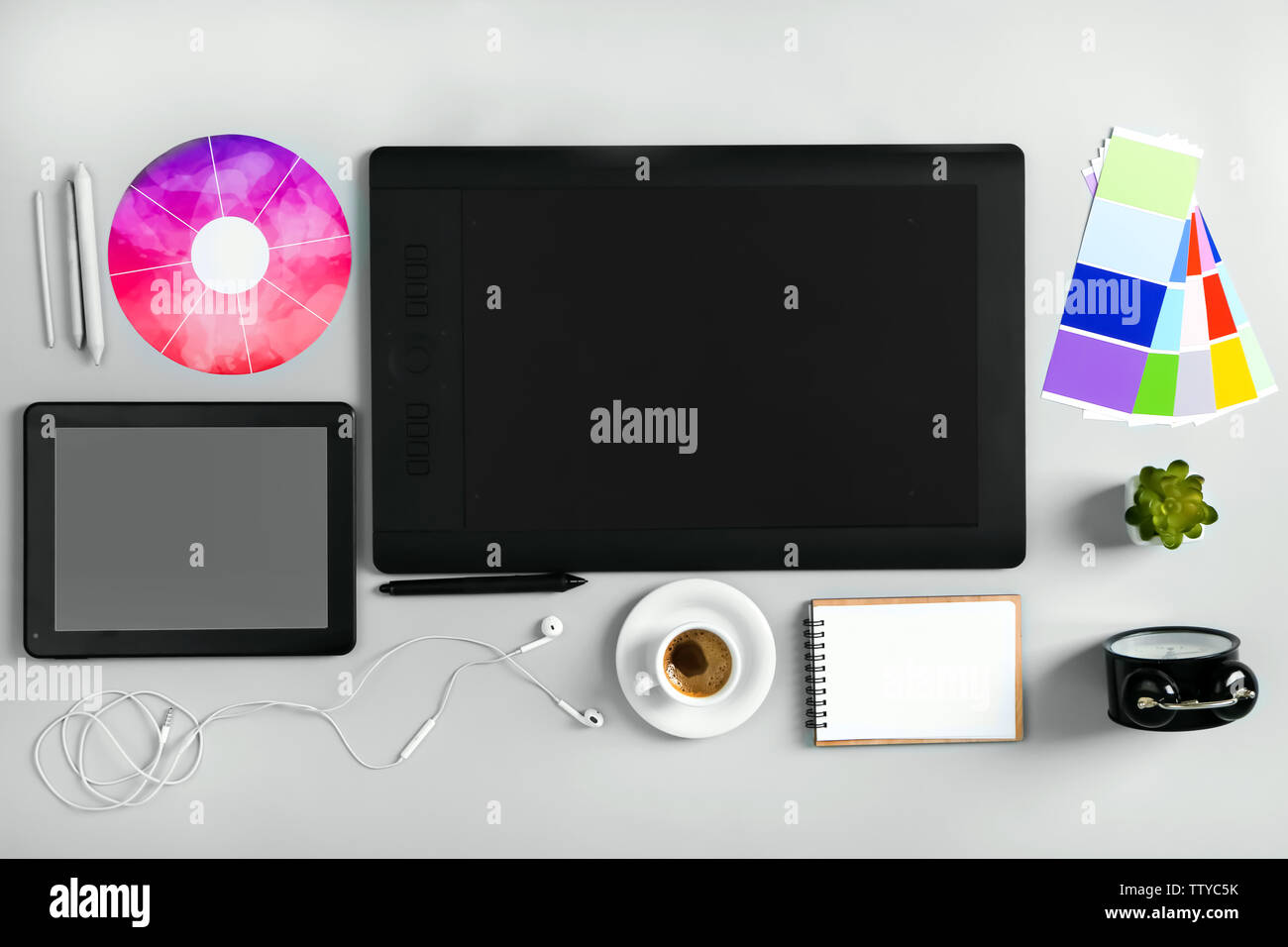 Designer workplace, top view Stock Photo - Alamy