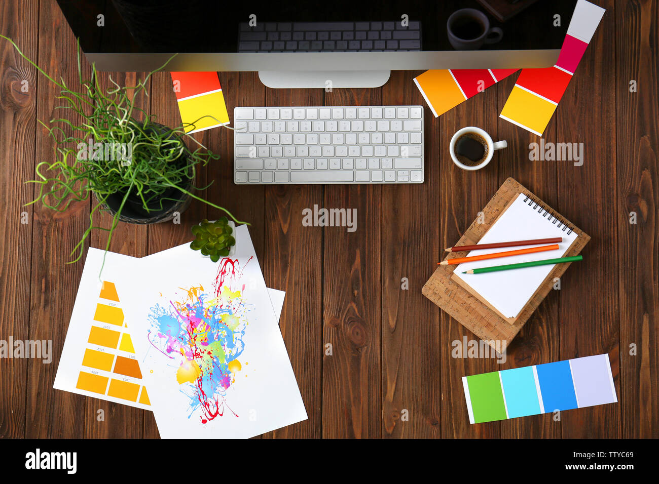Designer workplace, top view Stock Photo - Alamy