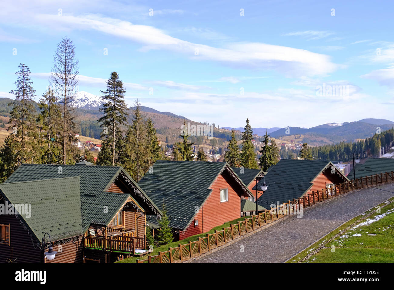 Beautiful modern resort in mountains Stock Photo - Alamy