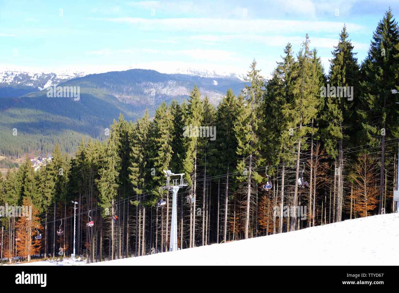 Modern ropeway at resort in mountains Stock Photo - Alamy