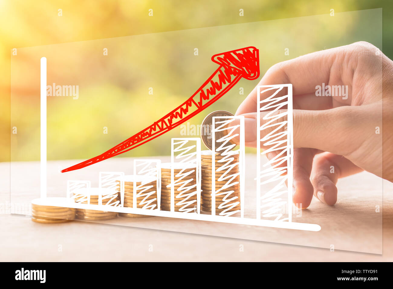 Creative diagram of economic growth, investment and financial ...