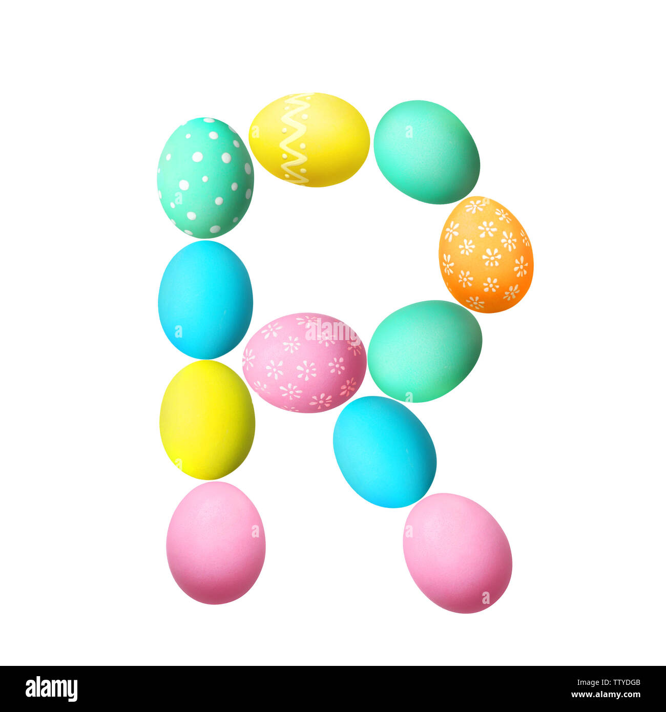 Letter R made of Easter eggs on light background Stock Photo - Alamy