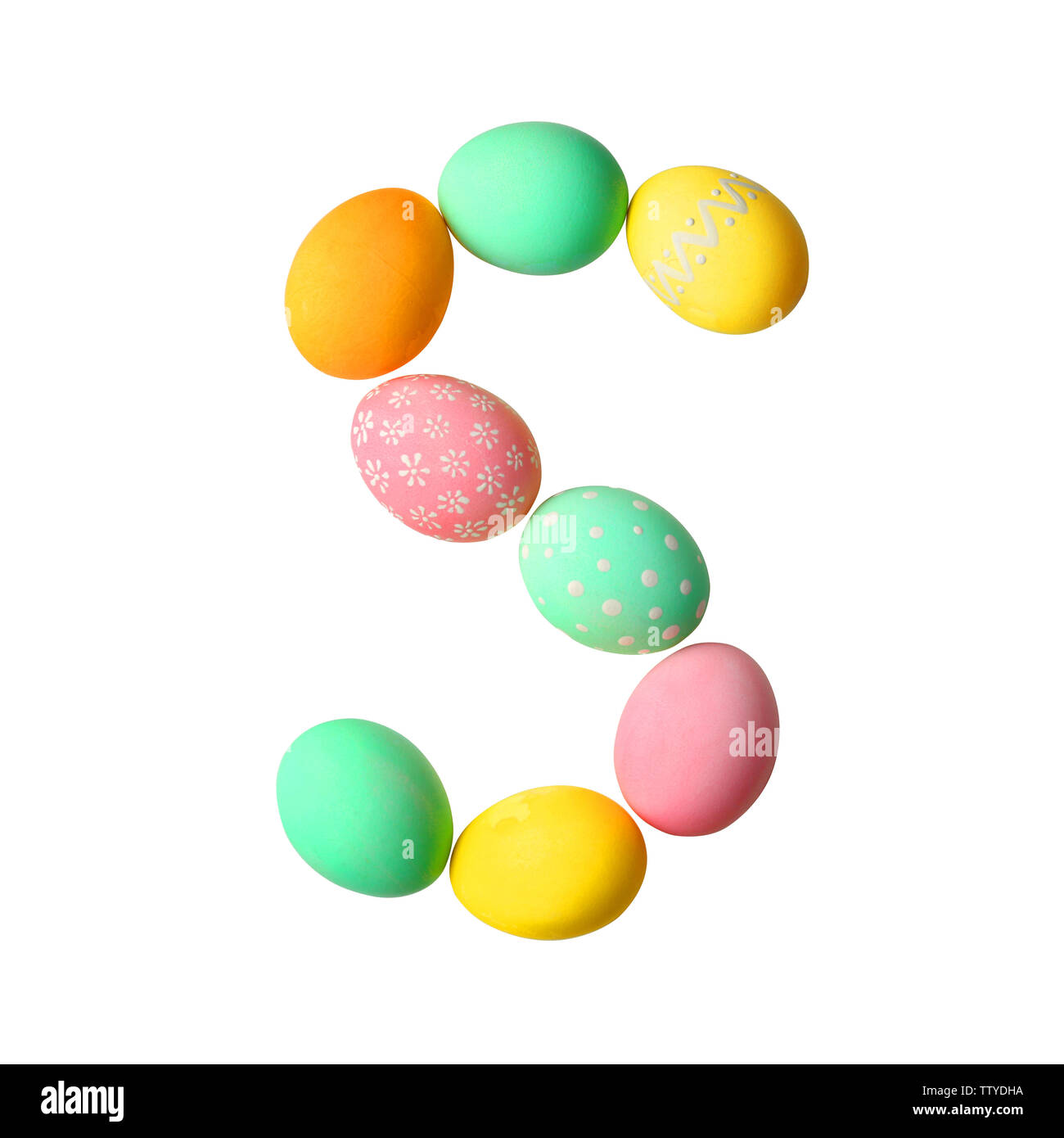 Letter S made of Easter eggs on light background Stock Photo - Alamy