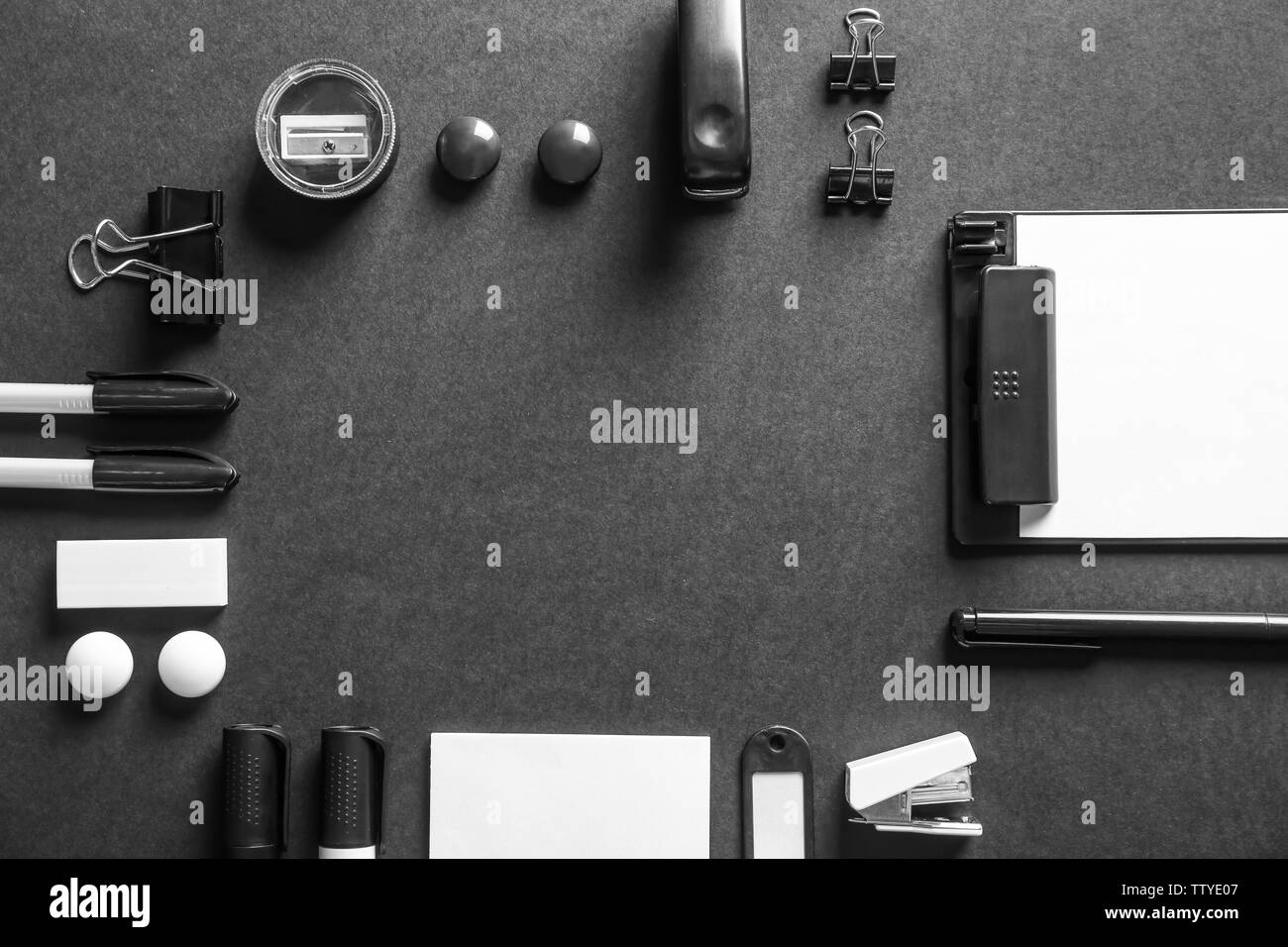 Flat lay template Black and White Stock Photos & Images - Alamy