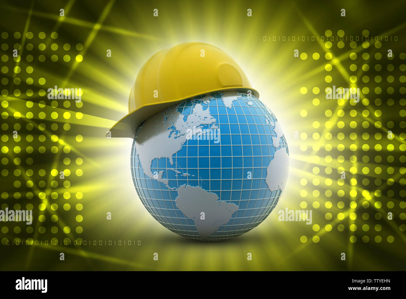 Globe with safety helmet Stock Photo - Alamy