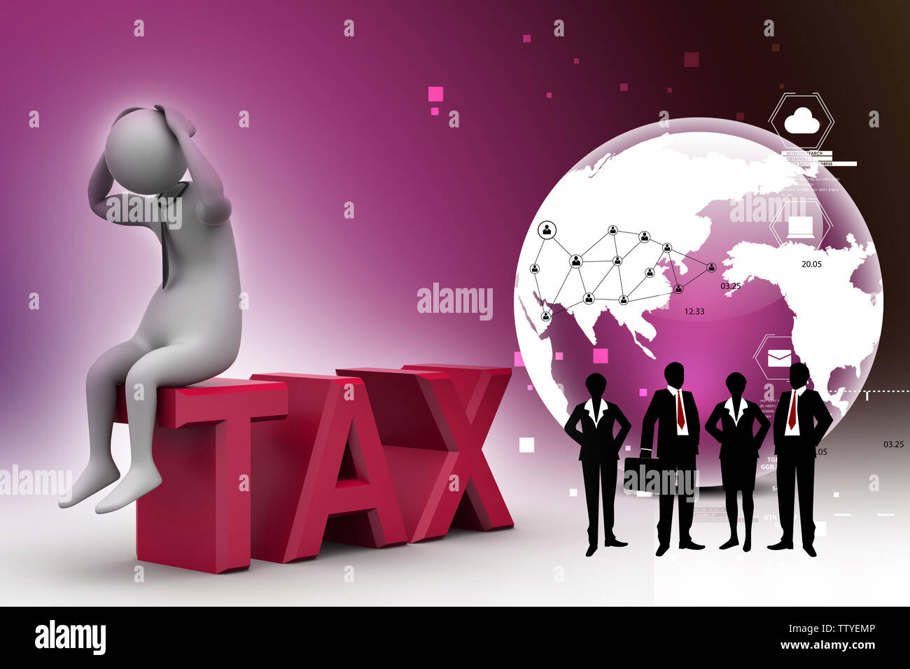 3d man in tax problem Stock Photo - Alamy