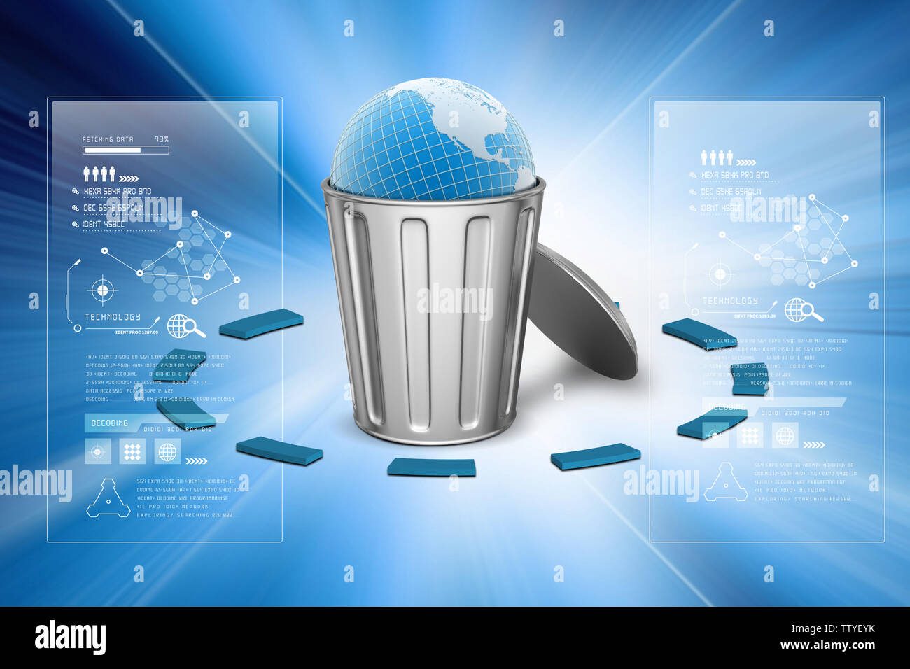 Globe in trash bin Stock Photo - Alamy