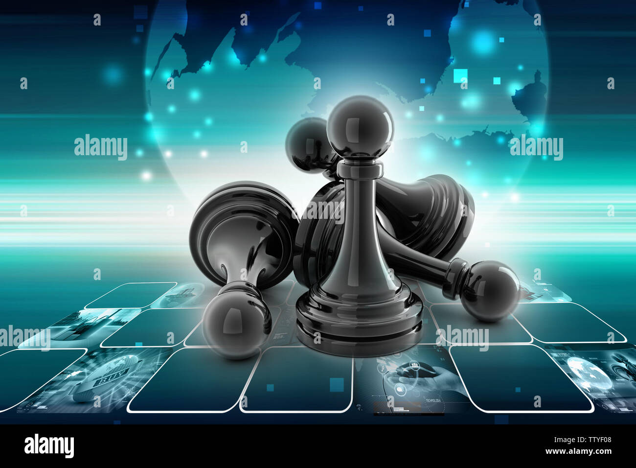 black pawn isolated on white colour Stock Photo - Alamy