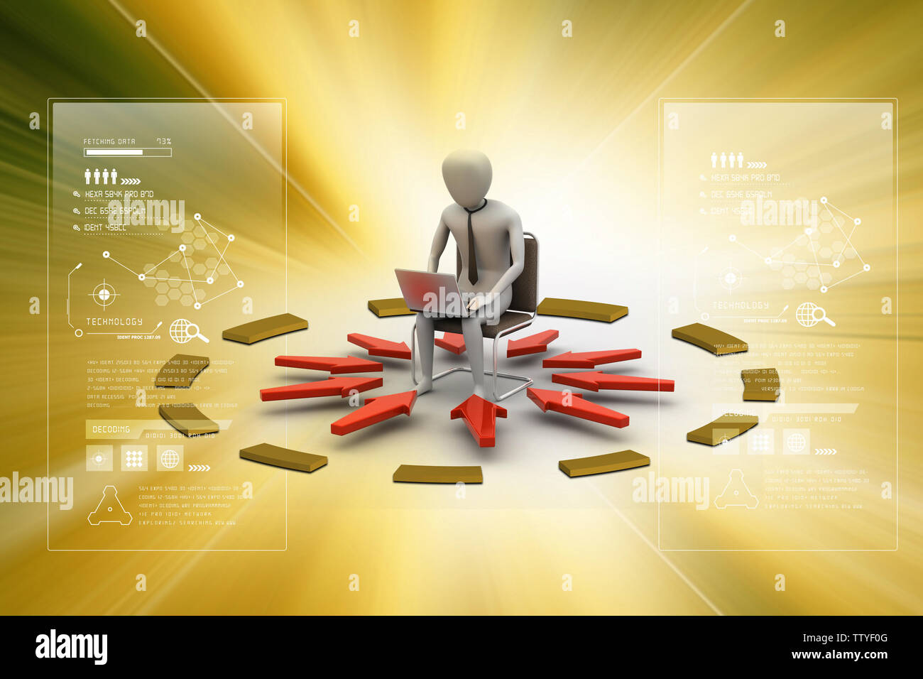 3d man working on laptop Stock Photo - Alamy