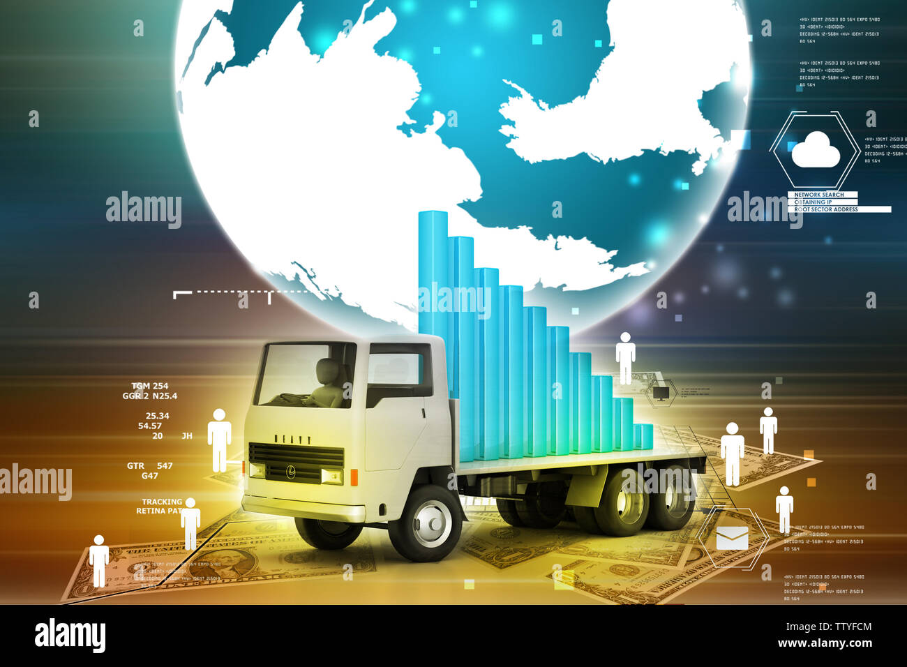 Transportation of business graph in truck Stock Photo - Alamy