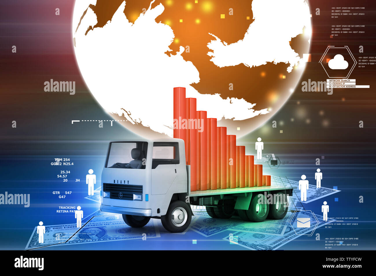 Transportation of business graph in truck Stock Photo - Alamy