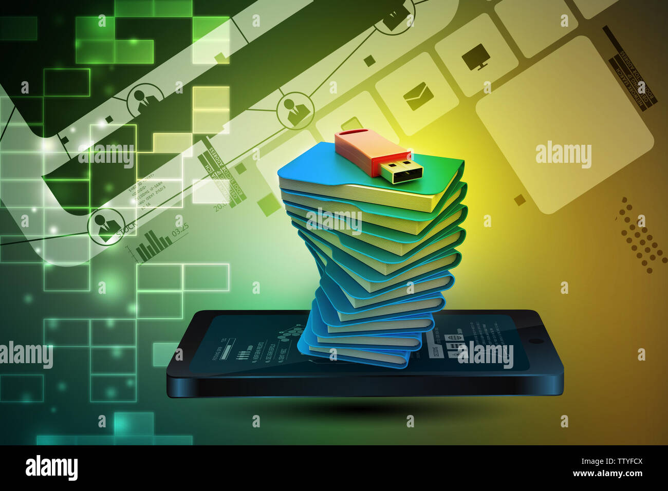 Usb drive with file folder Stock Photo - Alamy