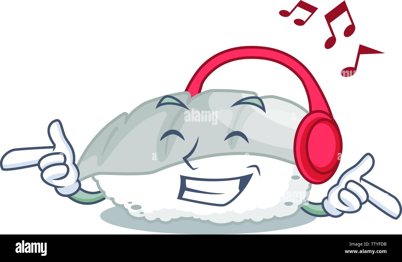 Listening music ika sushi in the cartoon shape Stock Vector Image & Art ...