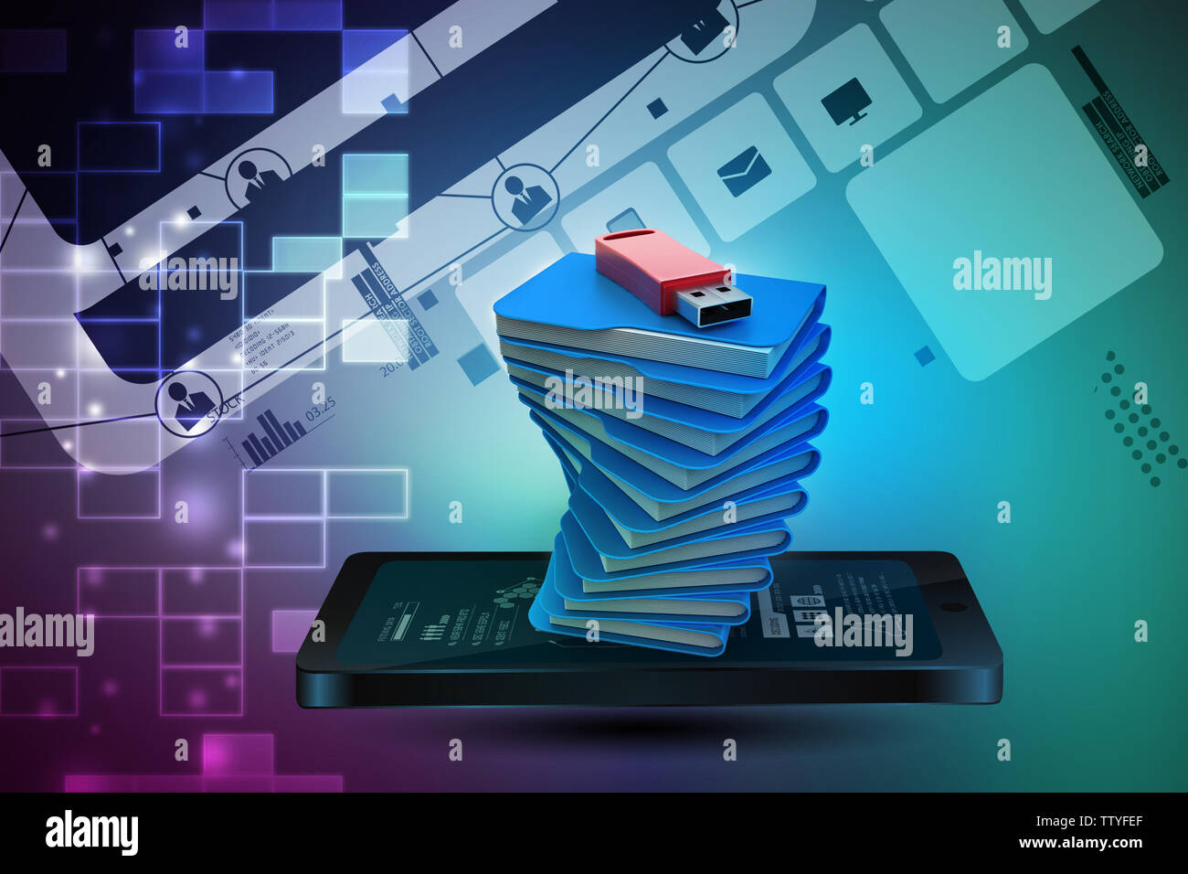 Usb drive with file folder Stock Photo - Alamy