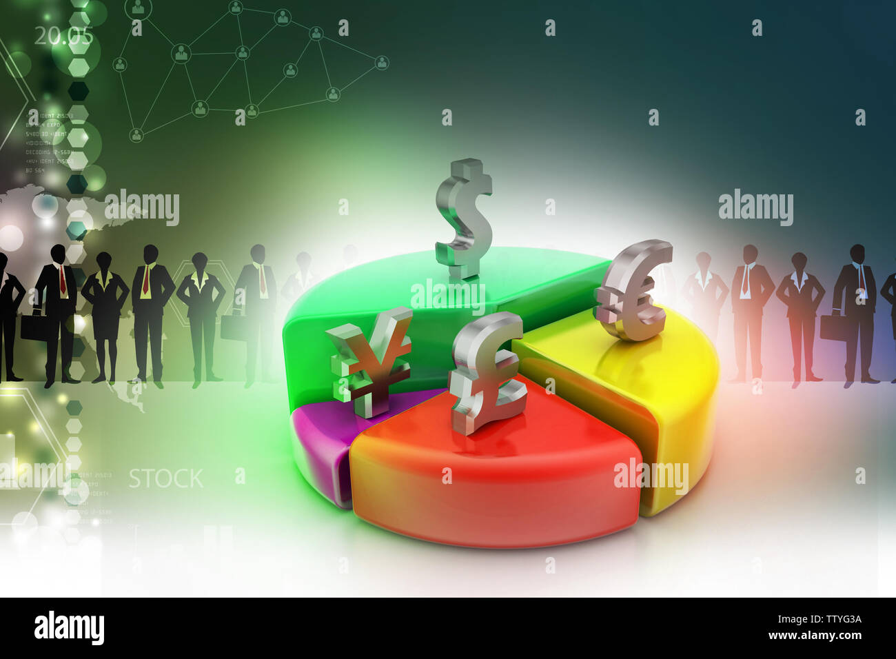 Currency pie chart Stock Photo - Alamy