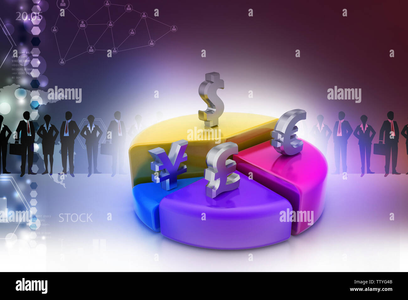 Currency pie chart Stock Photo - Alamy