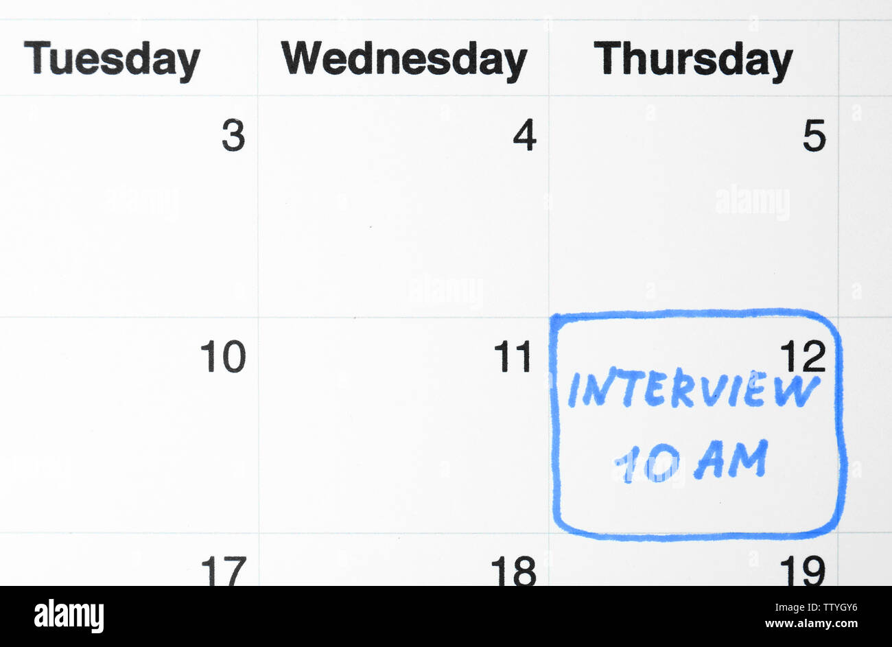 Job interview date on calendar Stock Photo - Alamy