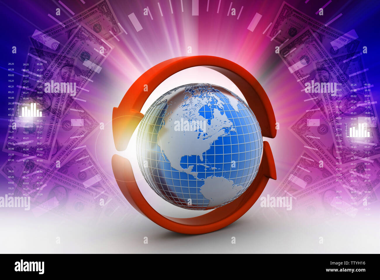 Earth with arrow circle around Stock Photo - Alamy