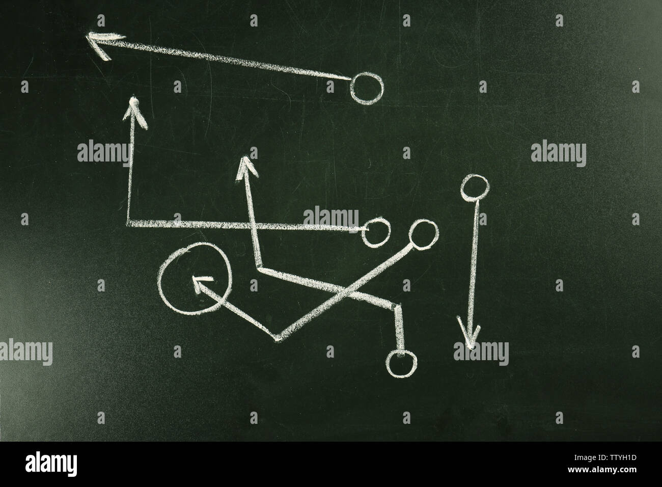 Scheme of football game on chalkboard background Stock Photo - Alamy