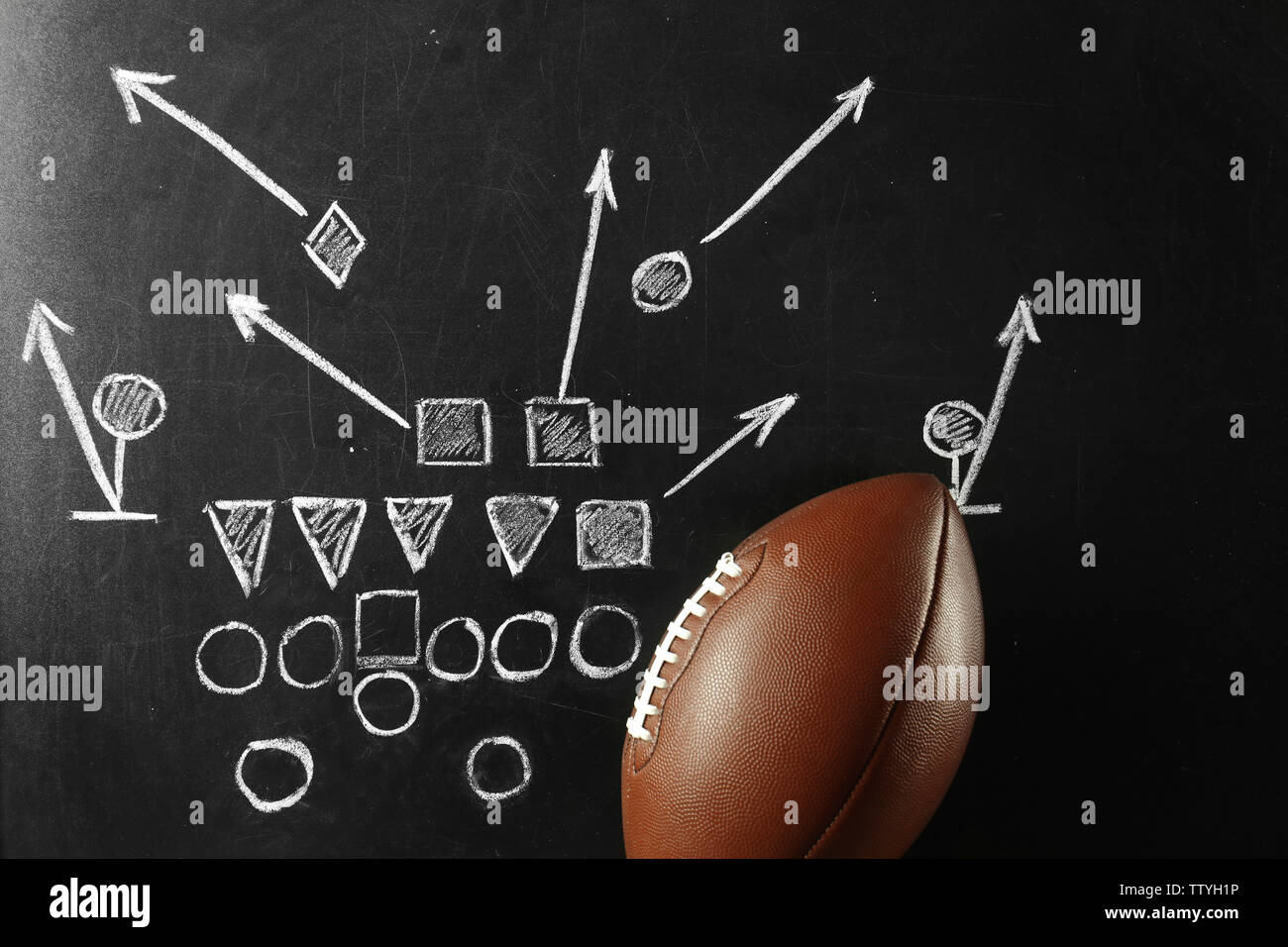 Scheme of football game on chalkboard background Stock Photo - Alamy