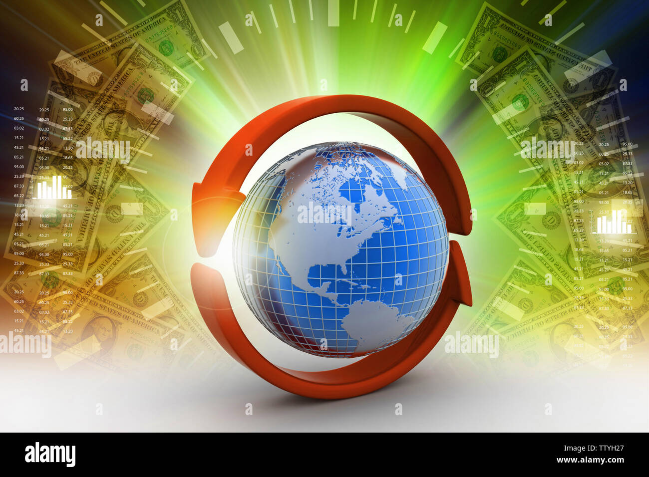 Earth with arrow circle around Stock Photo - Alamy