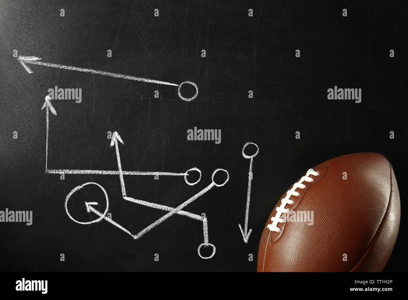 Scheme of football game on chalkboard background Stock Photo - Alamy