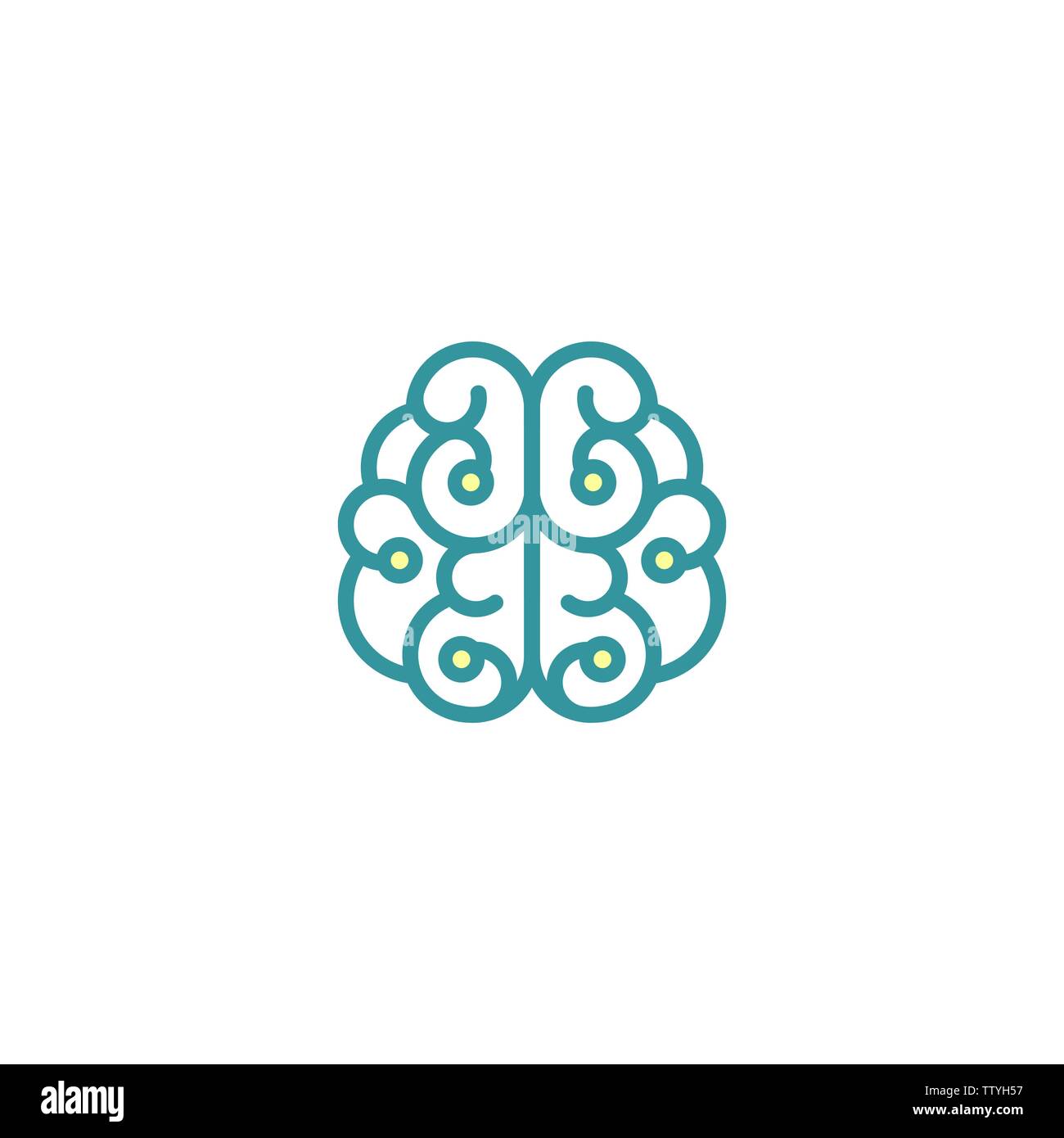Blue line brain icon. Intellect, phsychology, knowledge simple ...