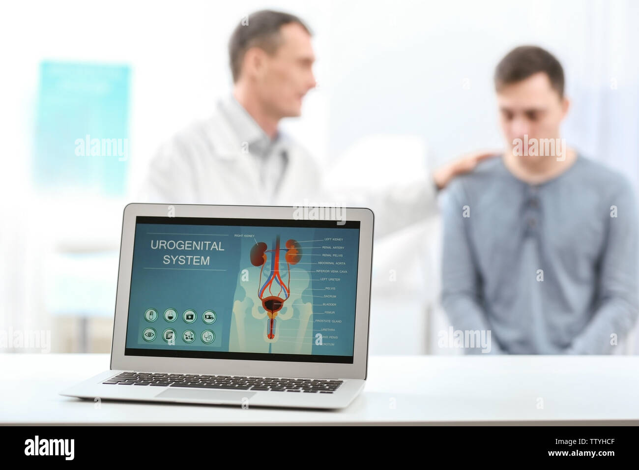 Laptop screen with results of urology diagnostic Stock Photo - Alamy