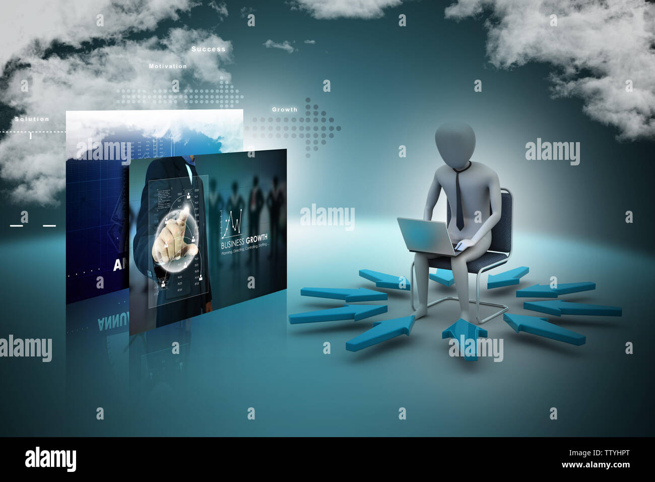 3d man working on laptop Stock Photo - Alamy