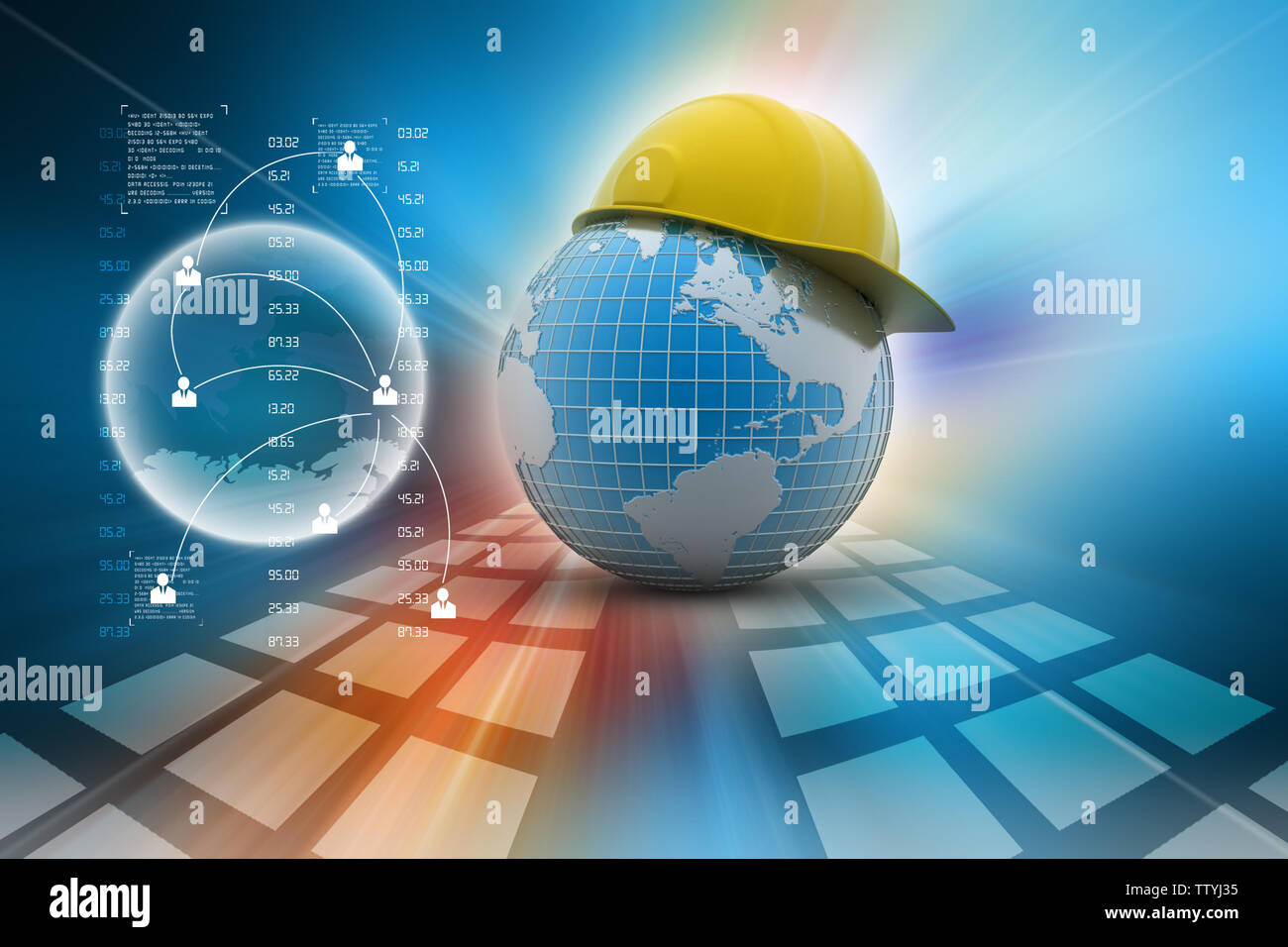 Globe with safety helmet Stock Photo - Alamy
