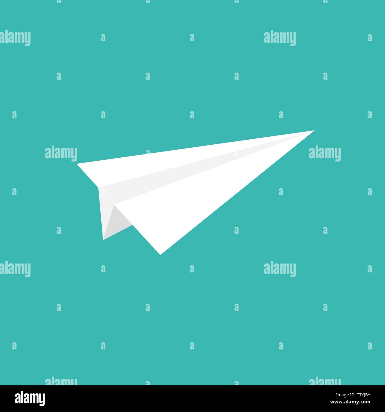 Paper plane icon. Flat origami airplane isolated on blue background ...