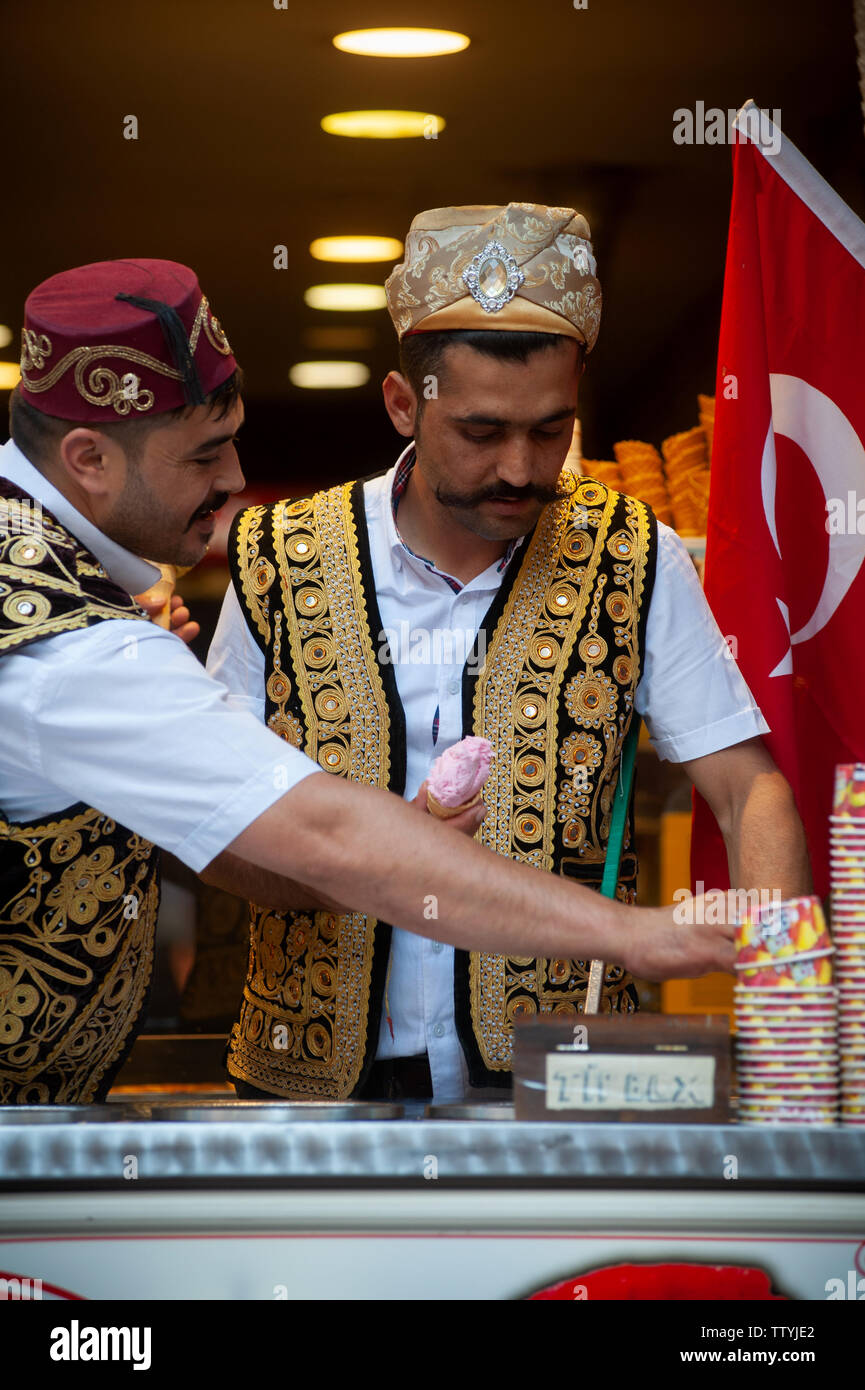 Traditional Turkish Ice Cream Sellers along Istiklal Street on the ...