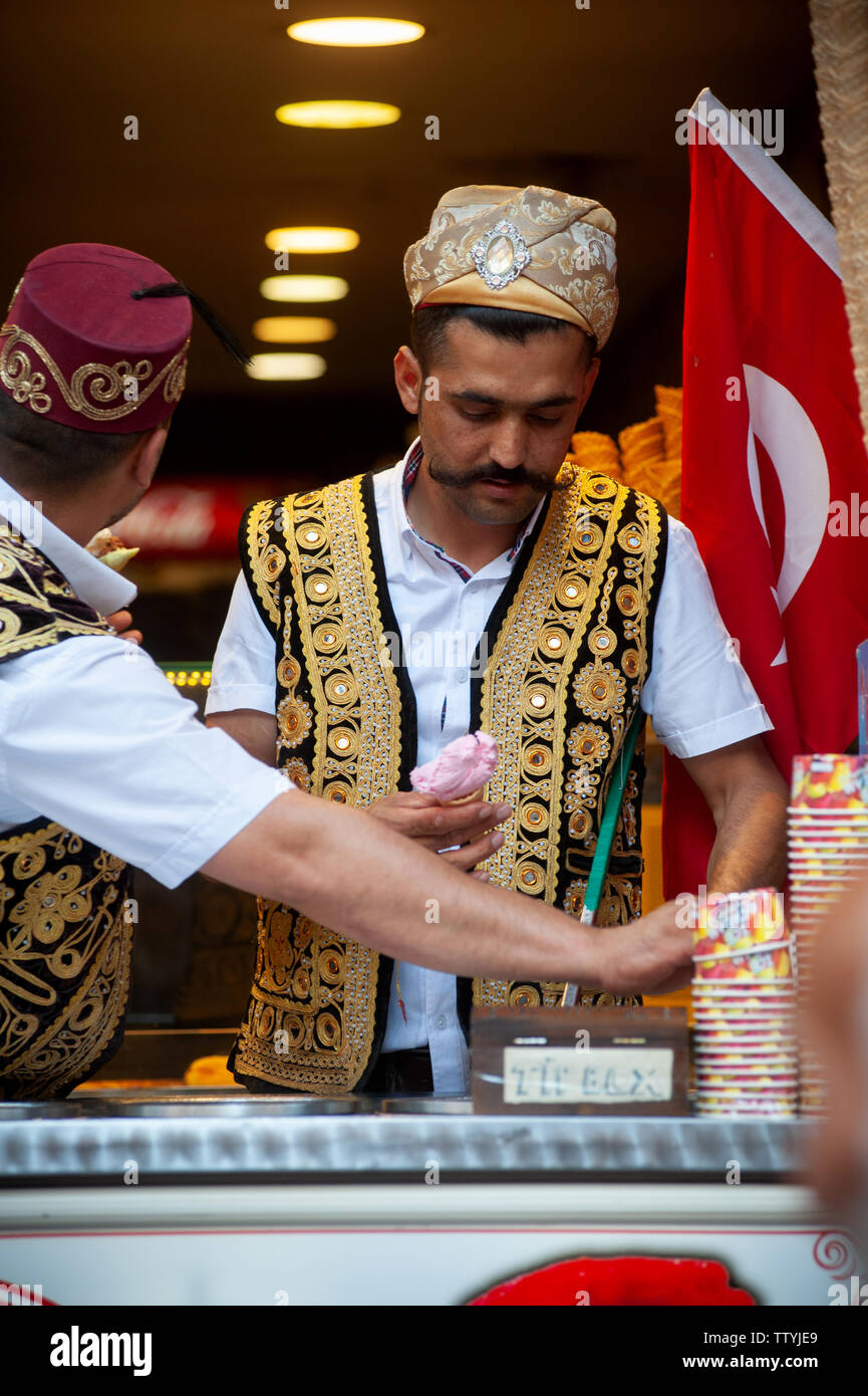 Traditional Turkish Ice Cream Sellers along Istiklal Street on the ...
