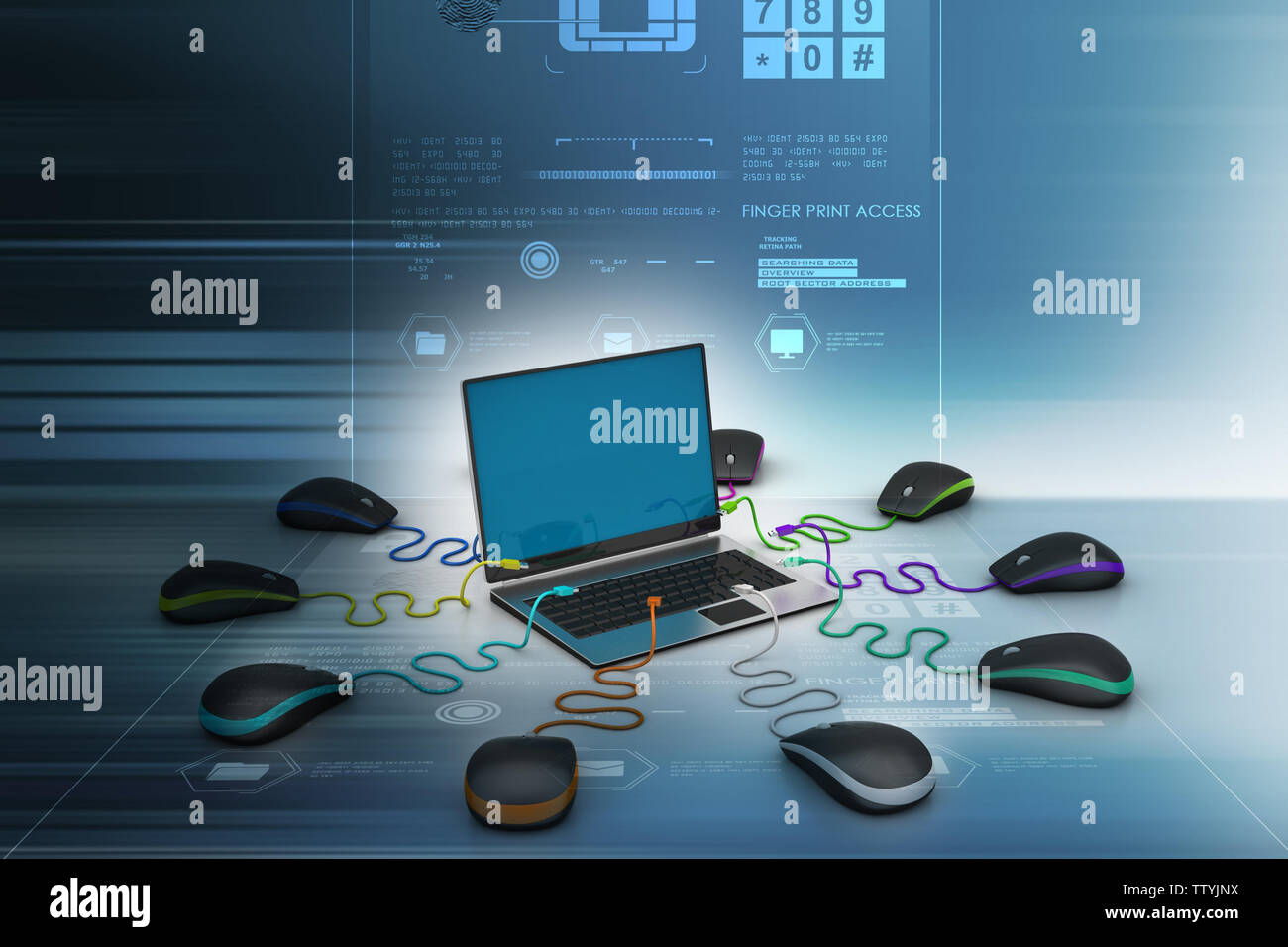 laptop computer around with mouse Stock Photo - Alamy