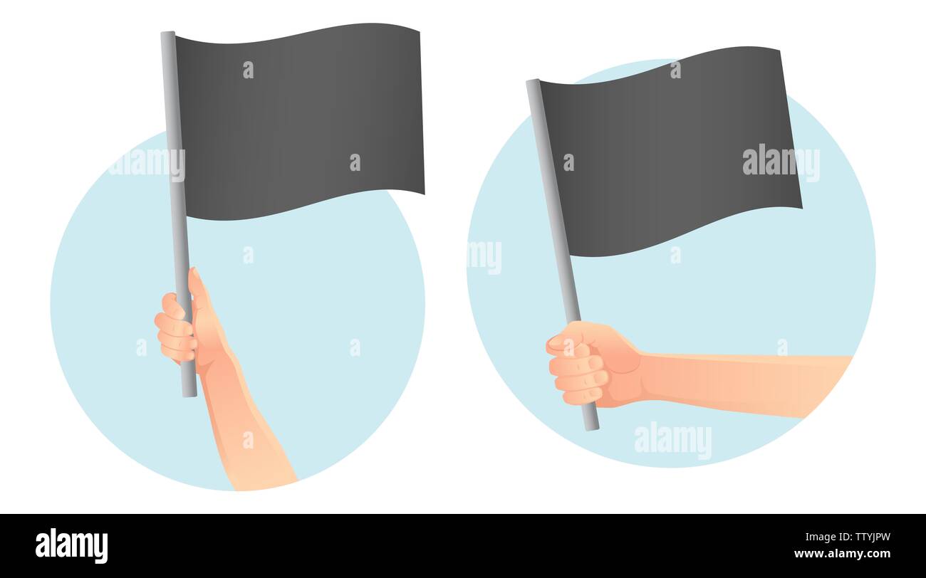 Black flag in hand. illustration of black flag Stock Photo - Alamy