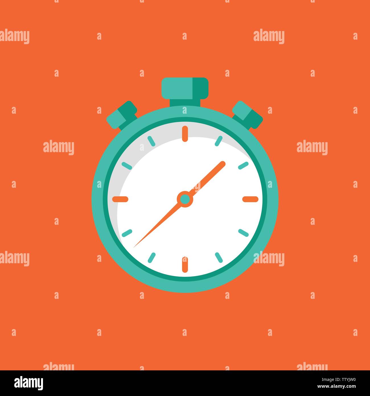 Blue stopwatch flat icon isolated on red. Fast time stop watch Stock ...