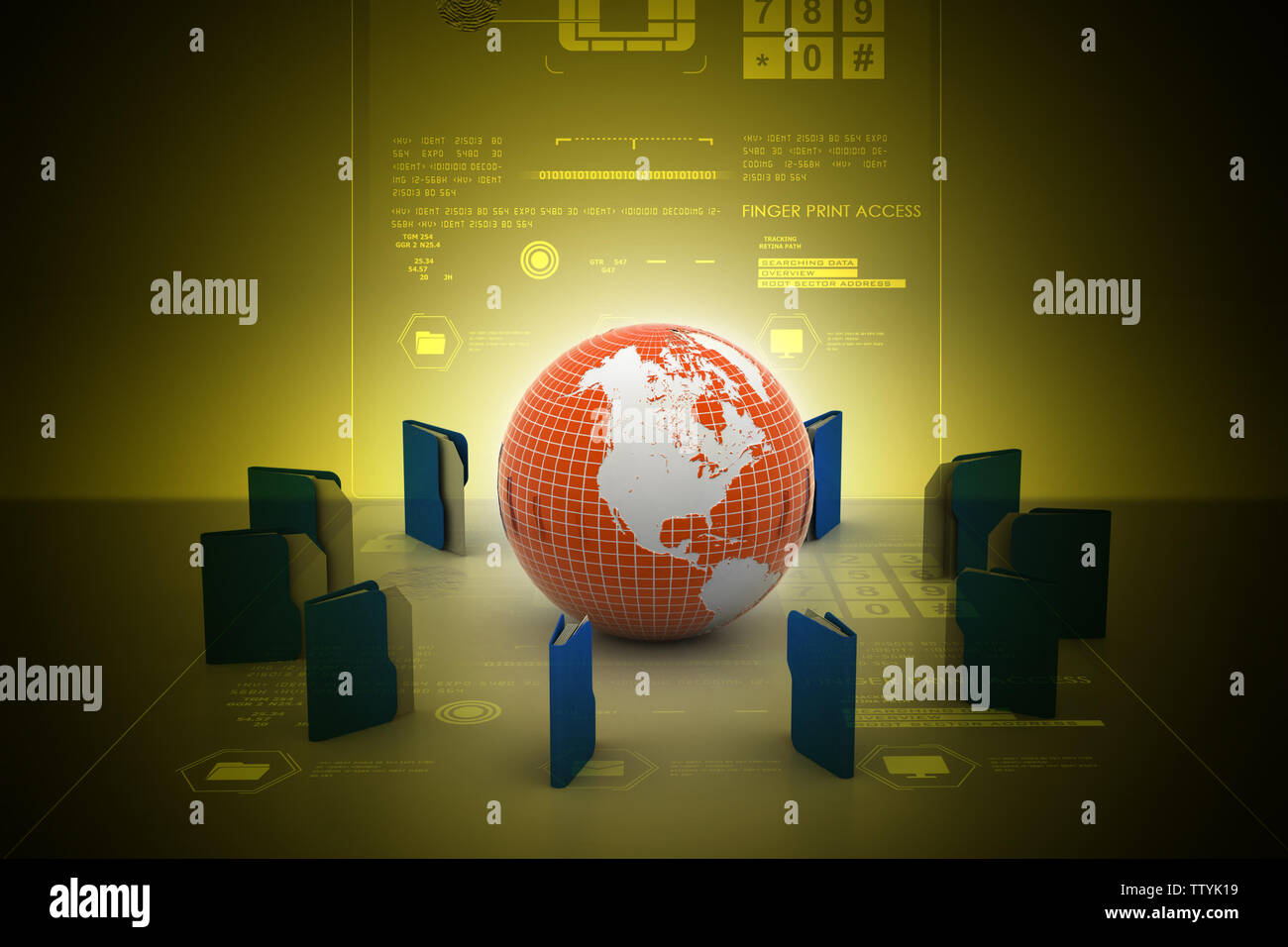 File folders around Earth Stock Photo - Alamy