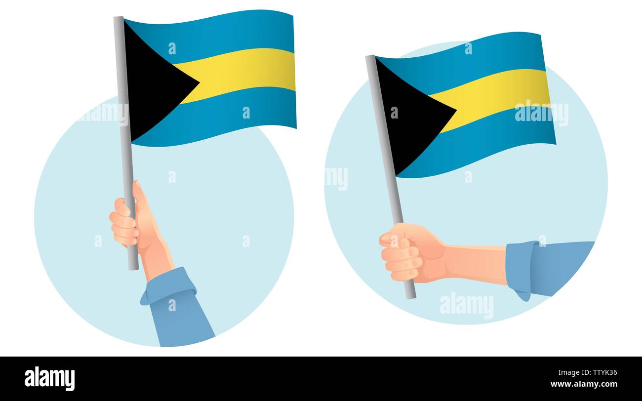 Bahamas flag in hand. Patriotic background. National flag of Bahamas ...