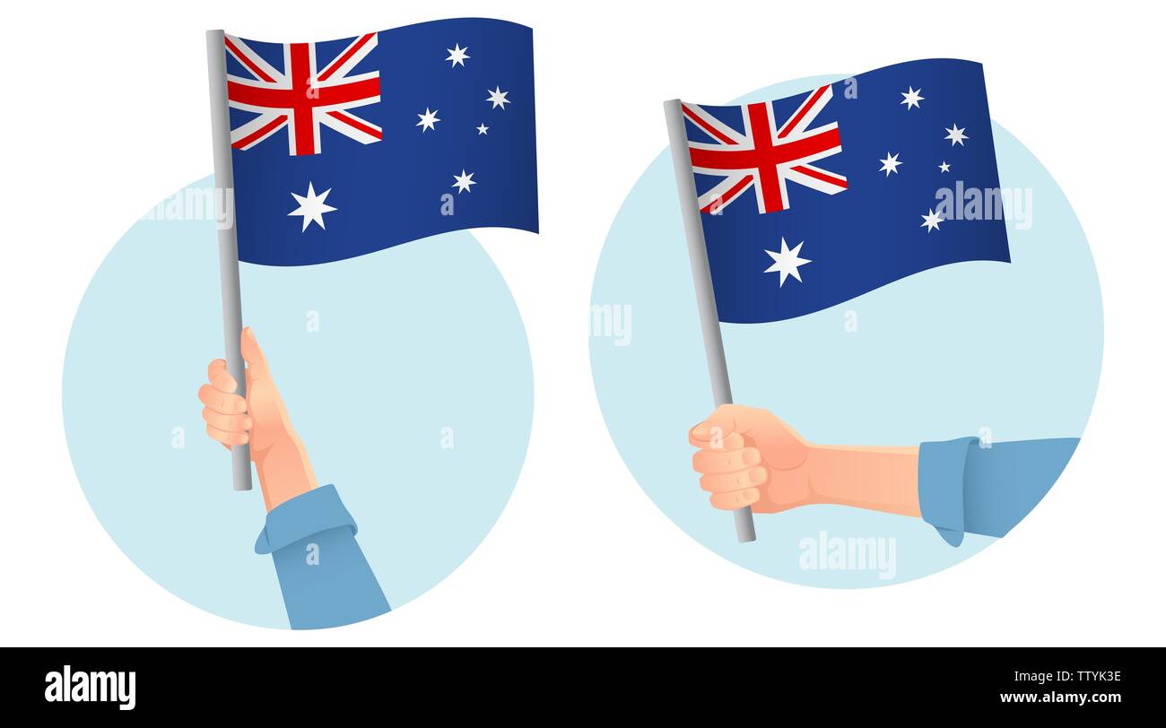 Australia flag in hand. Patriotic background. National flag of ...